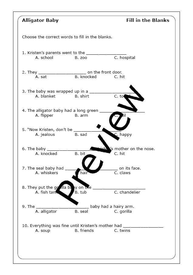 Robert Munsch "Alligator Baby" worksheets | Made By Teachers