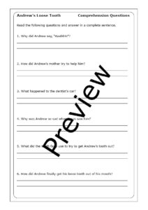 Robert Munsch "Andrew's Loose Tooth" worksheets | Made By Teachers
