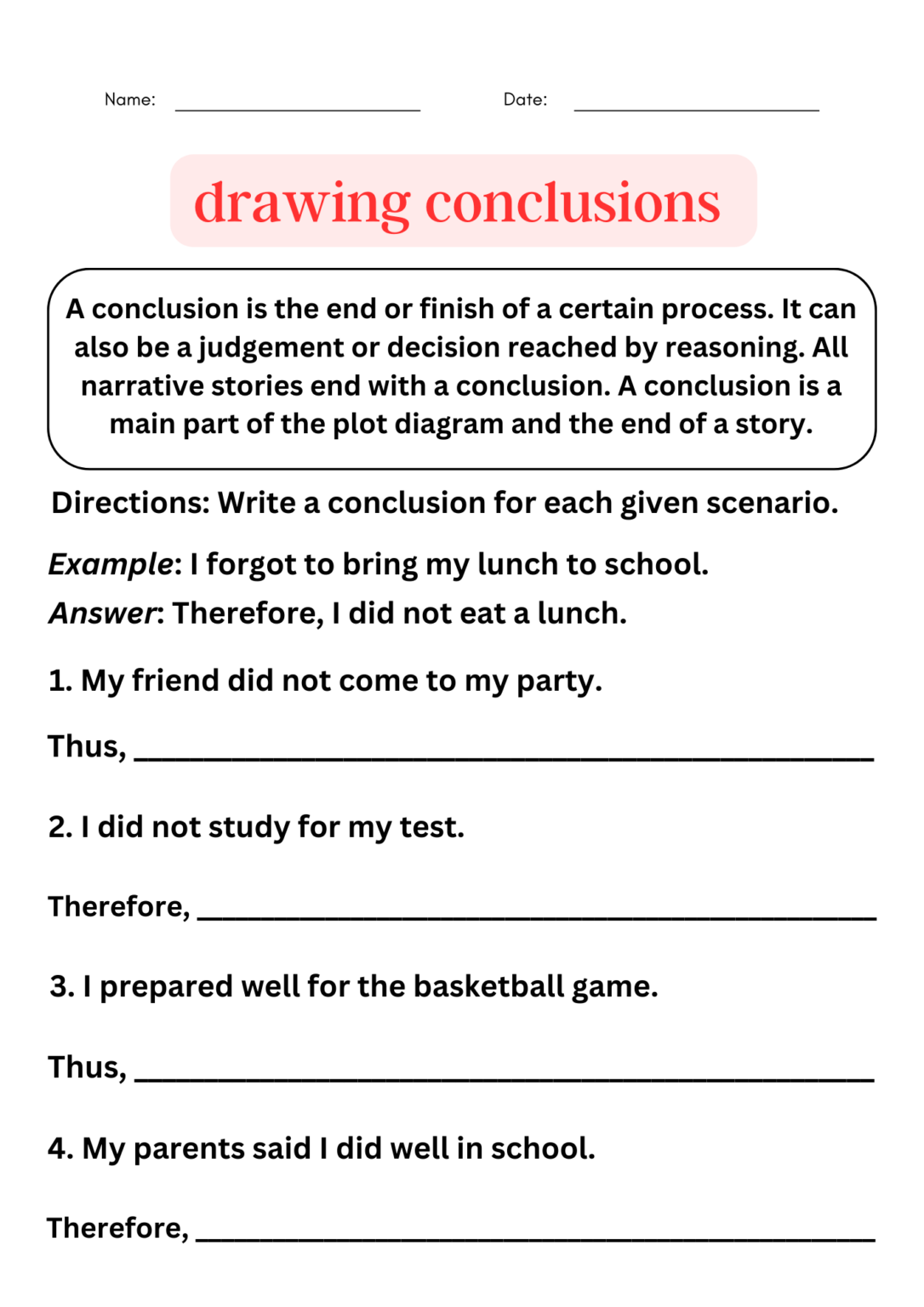 drawing conclusions examples with answers - Writing Conclusion ...
