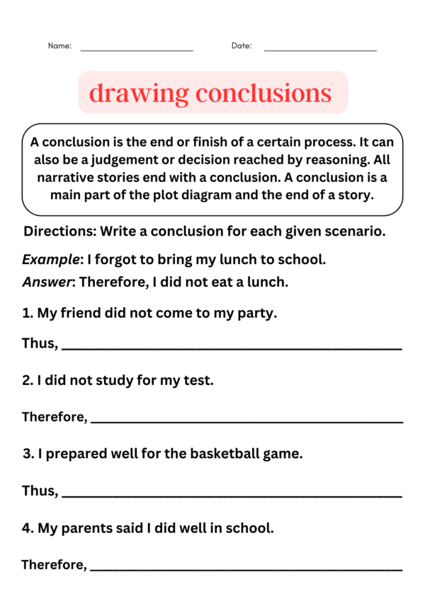 drawing conclusions examples with answers - Writing Conclusion ...