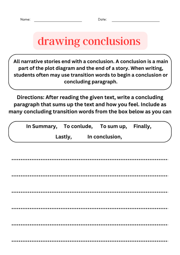 drawing conclusions examples with answers - Writing Conclusion ...