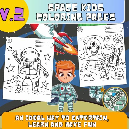 Space Kids Coloring Pages, Astronaut UFO Planets Coloring Pages V.2 ...