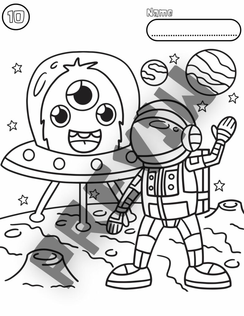 Space Kids Coloring Pages, Astronaut UFO Planets Coloring Pages V.2 ...
