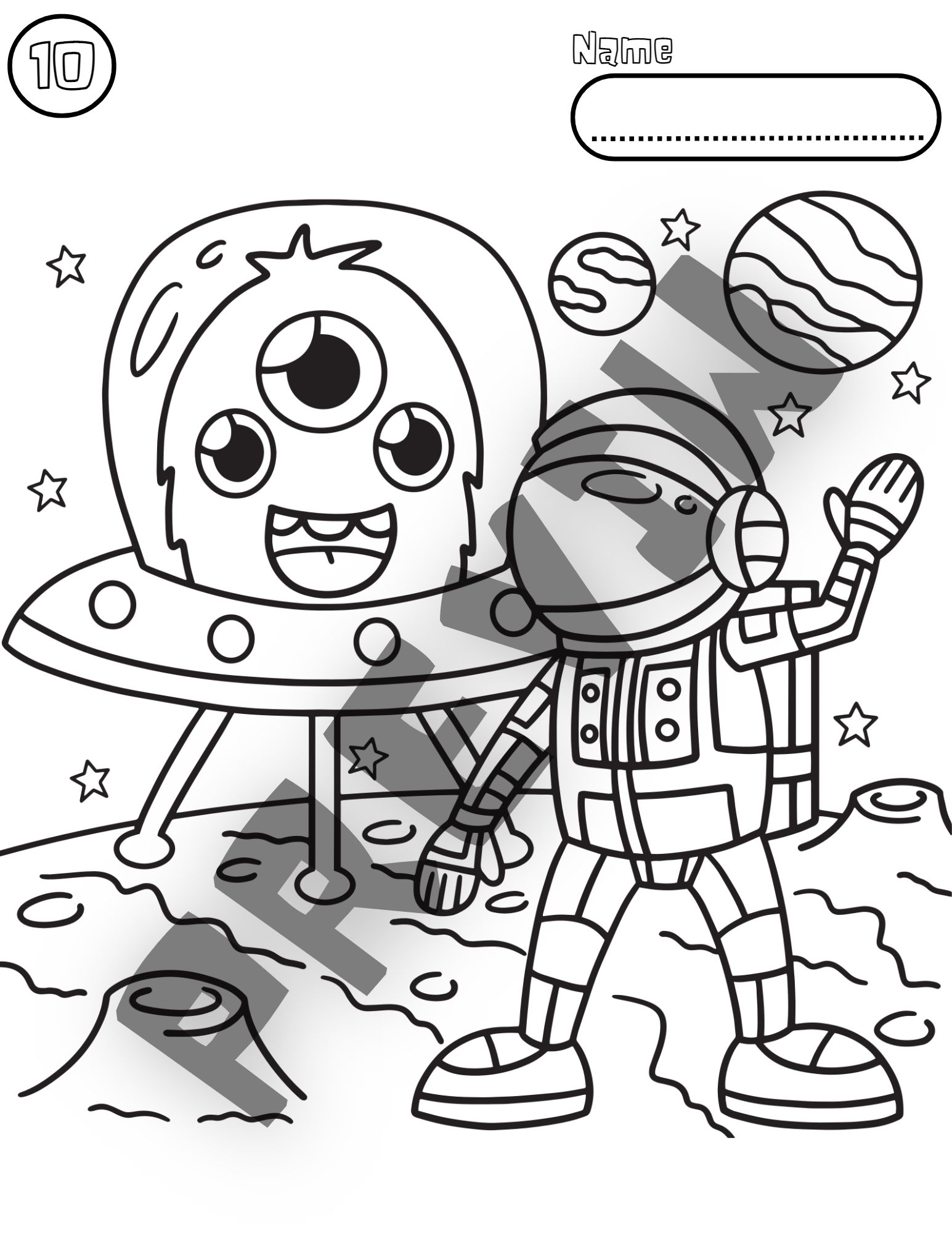 Space Kids Coloring Pages, Astronaut UFO Planets Coloring Pages V.2 ...