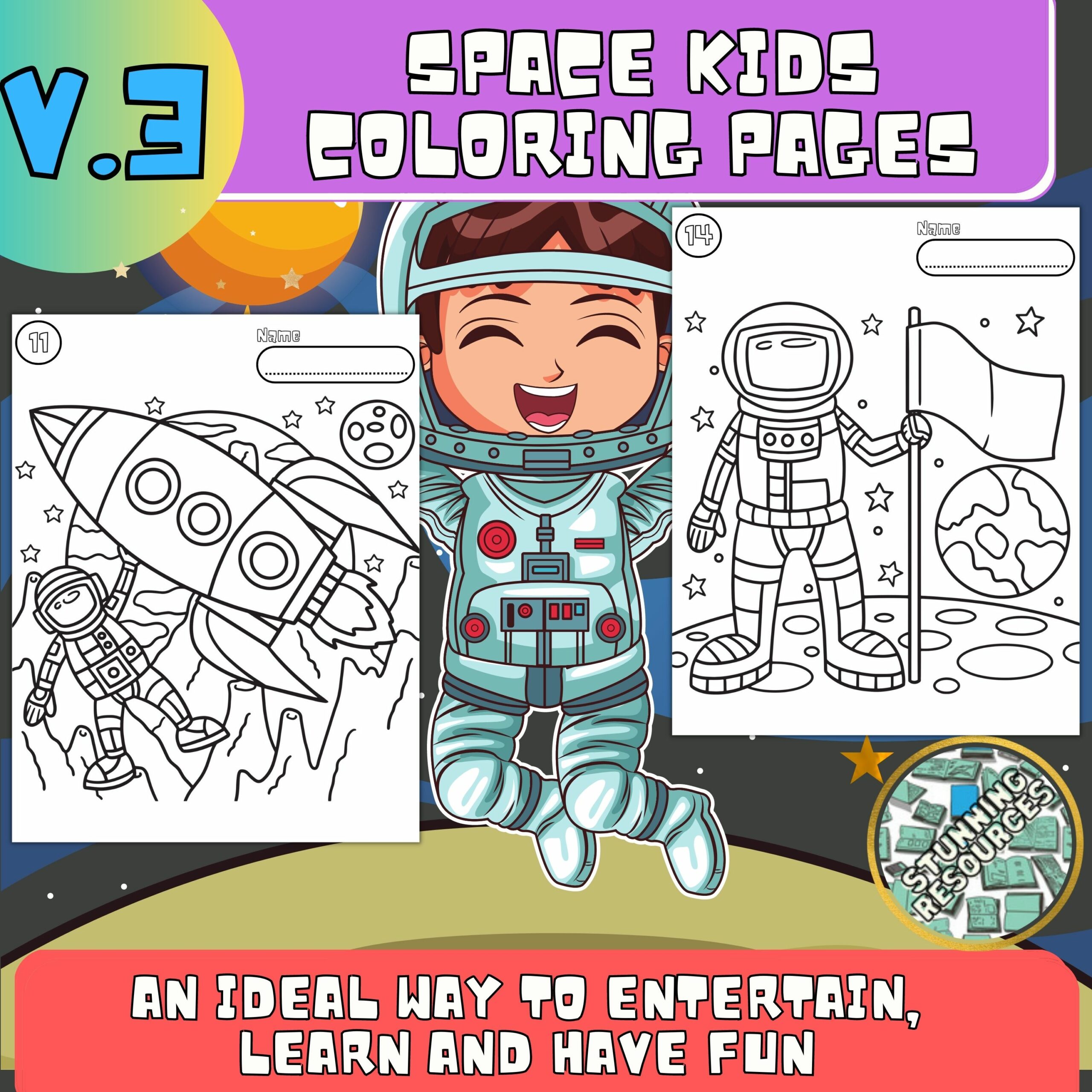 Space Kids Coloring Pages, Astronaut UFO Planets Coloring Pages V.5 # ...