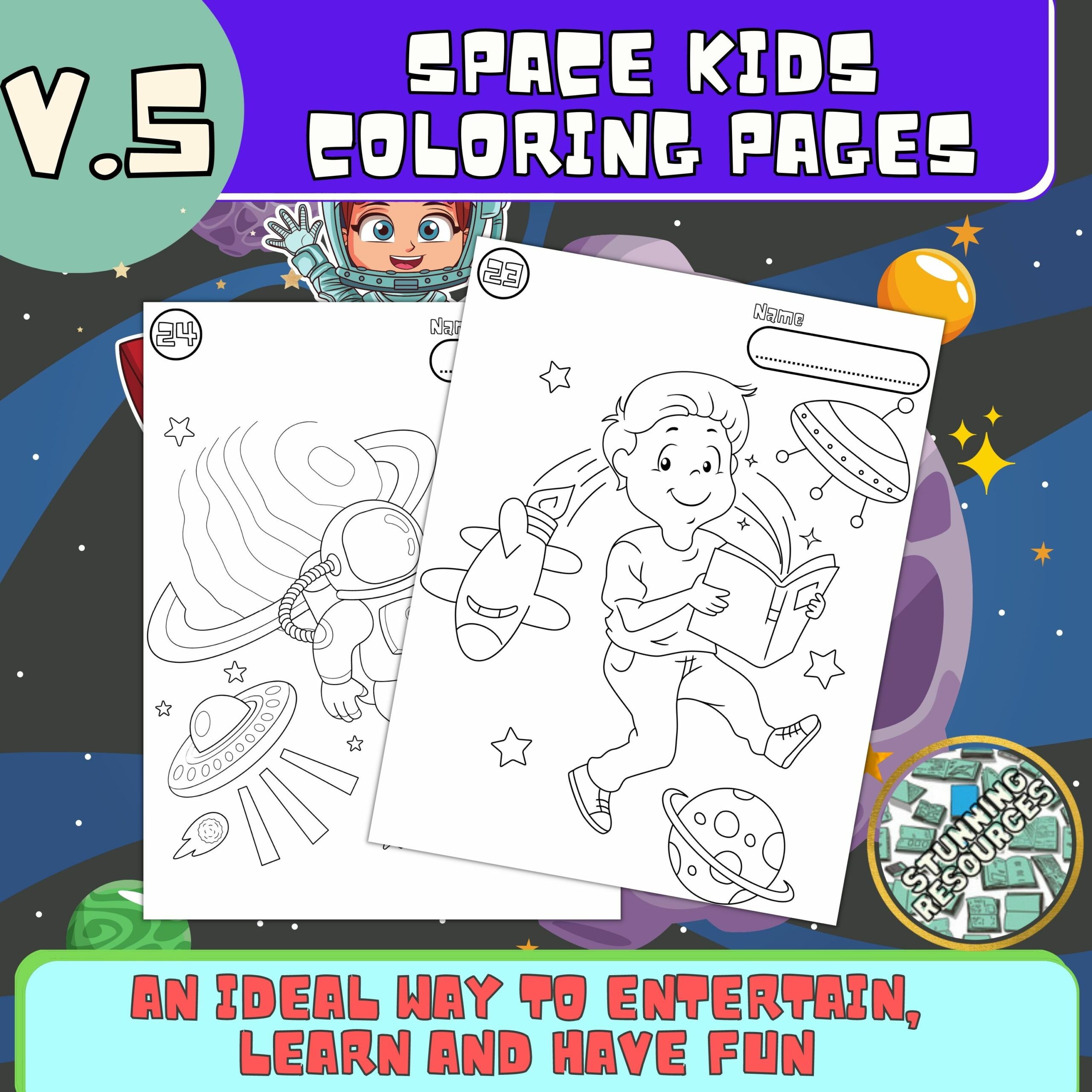 Space Kids Coloring Pages, Astronaut UFO Planets Coloring Pages V.5 # ...