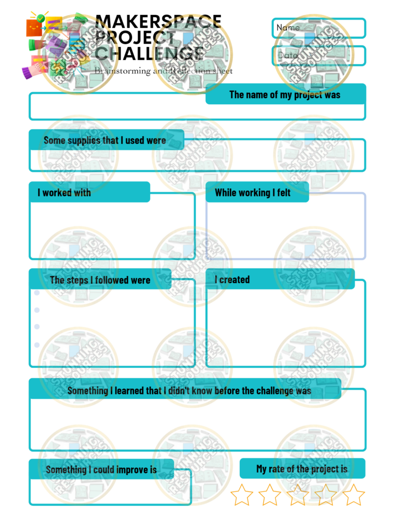 #UEFINAL5 STEM Makerspace Project Challenge Log sheets for Students and ...
