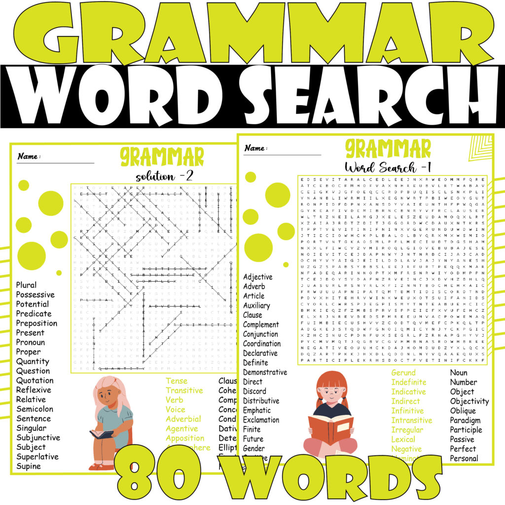 ENGLISH GRAMMAR TERMS Word Search Puzzle , GRAMMAR Word Search ...