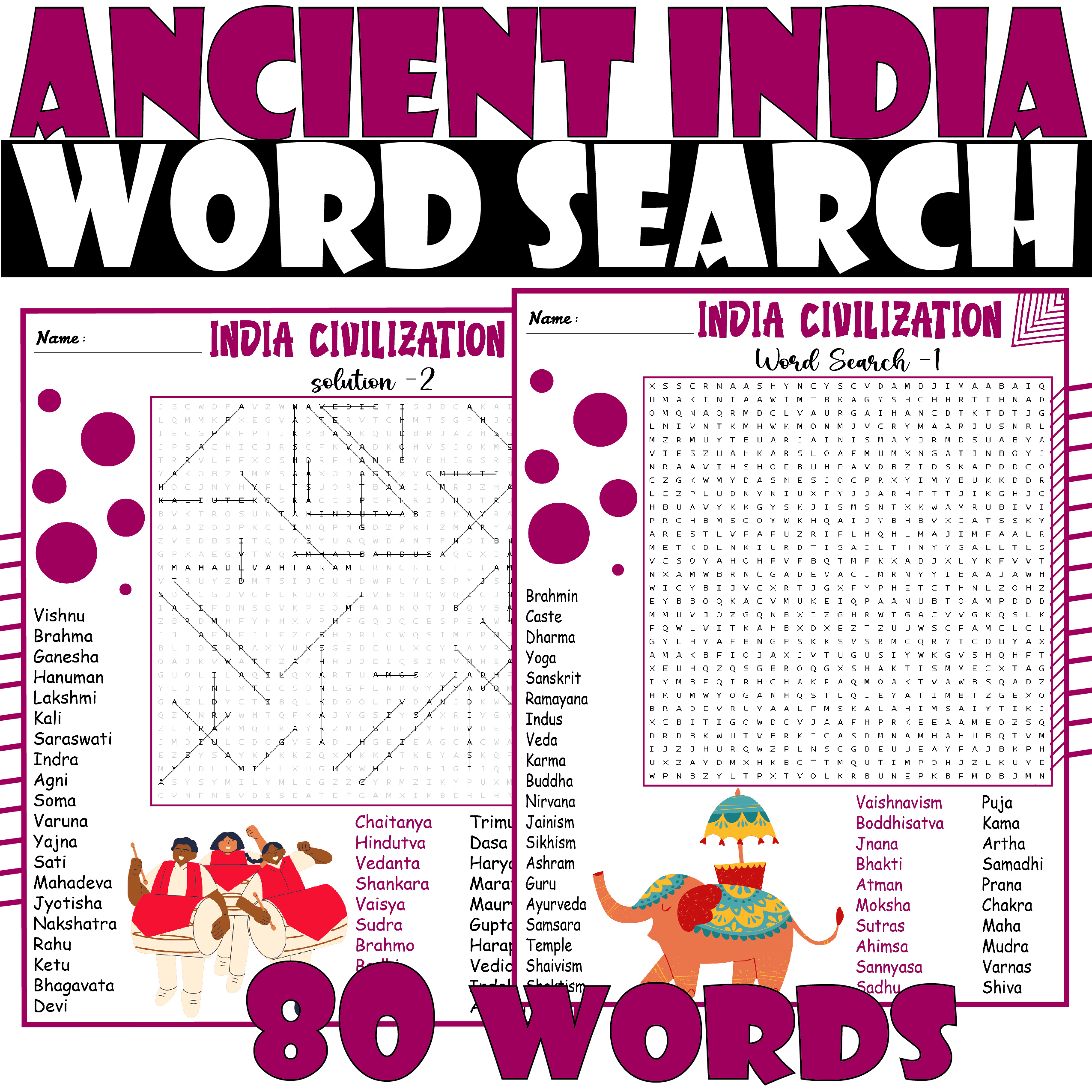ANCIENT INDIA CIVILIZATION Word Search Puzzle , INDIA Word Search ...