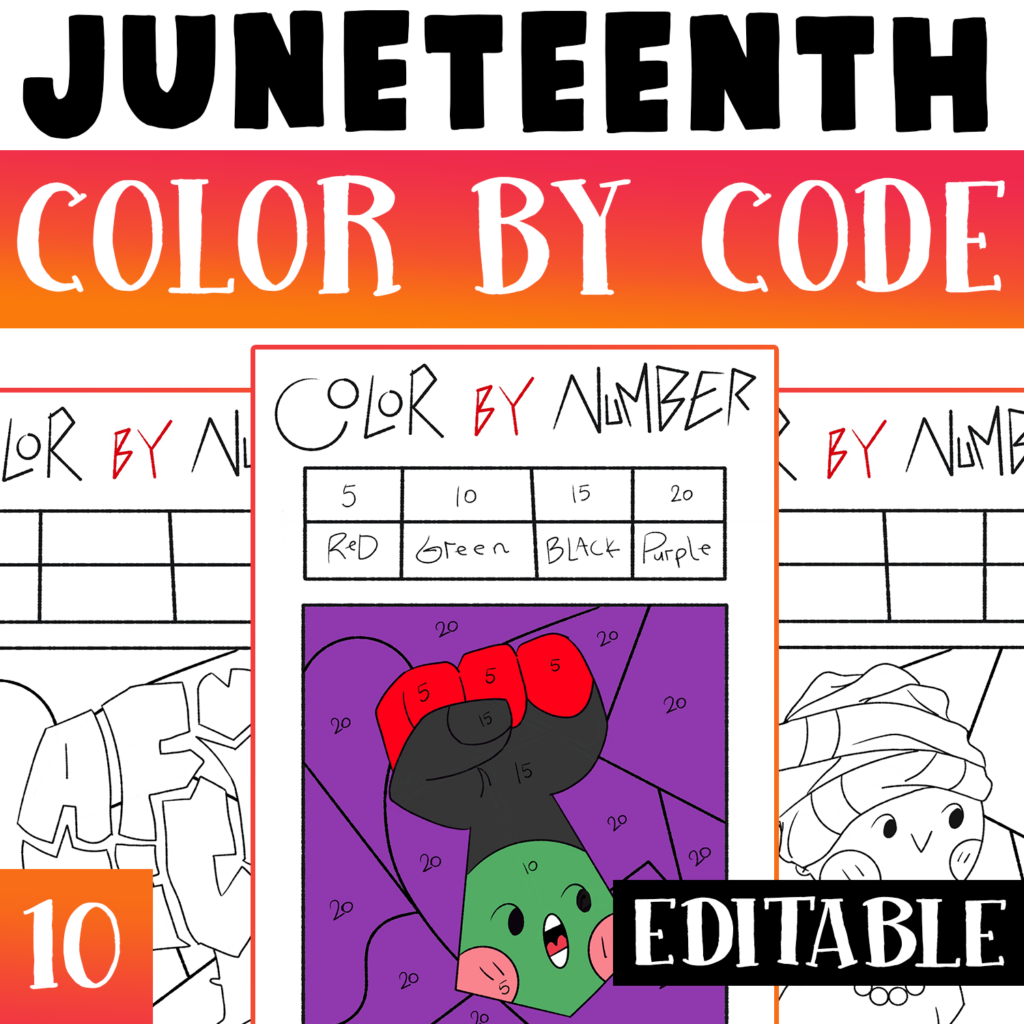Juneteenth Editable Color By Code Worksheet Activity, Juneteenth Color ...