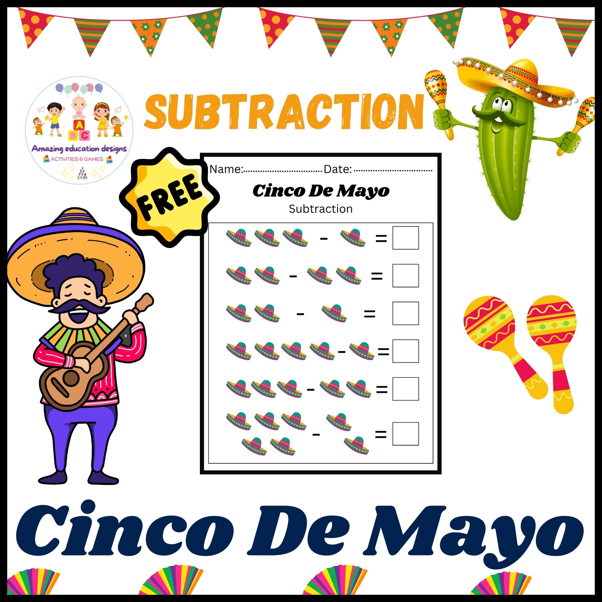 Cinco De Mayo Subtraction / Math | Made By Teachers