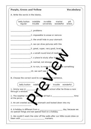 Robert Munsch "Purple, Green and Yellow" worksheets | Made By Teachers