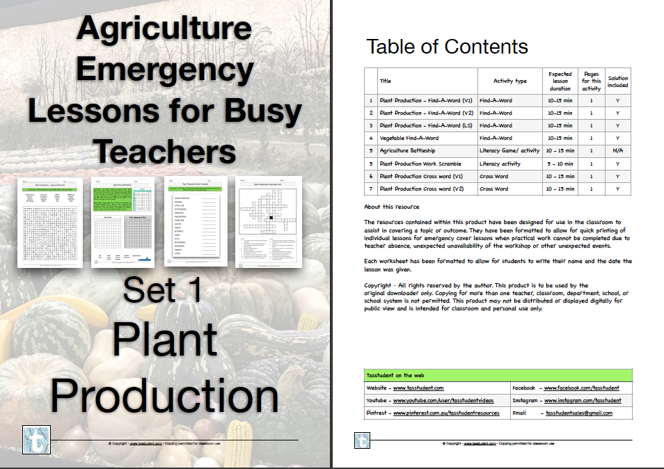 Agriculture Lessons for Busy teachers - Plant Production Set 1 | Made ...