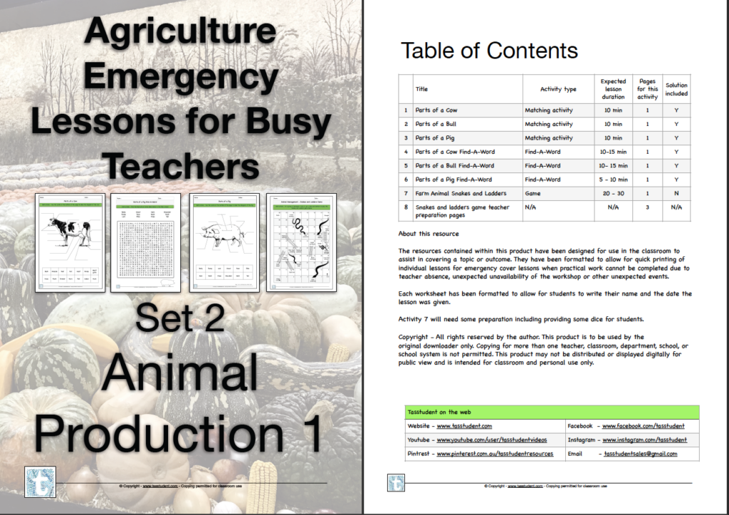 Lessons for Busy teachers - Animal Production 1 - Set 2 | Made By Teachers