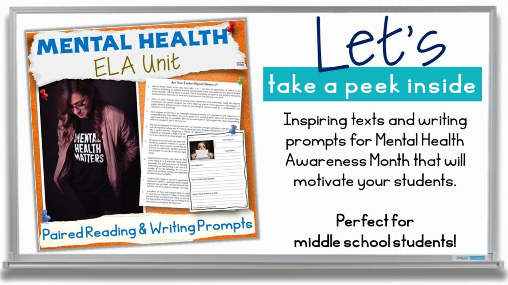 Mental Health Awareness Month Unit - Paired Reading, Prompts, Print and ...