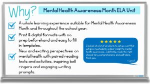 Mental Health Awareness Month Unit - Paired Reading, Prompts, Print and ...