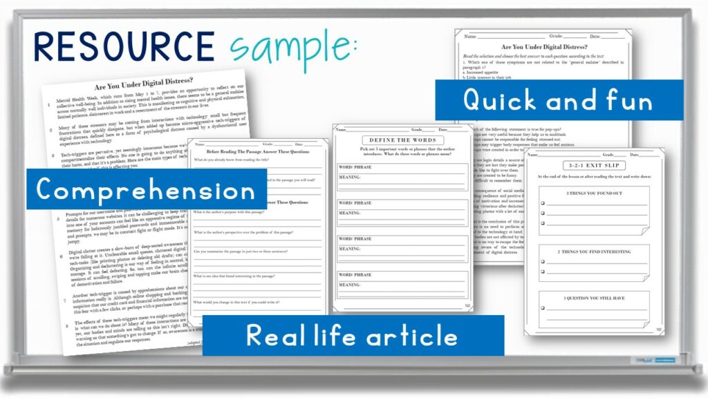 Mental Health Awareness Month Unit - Paired Reading, Prompts, Print and ...