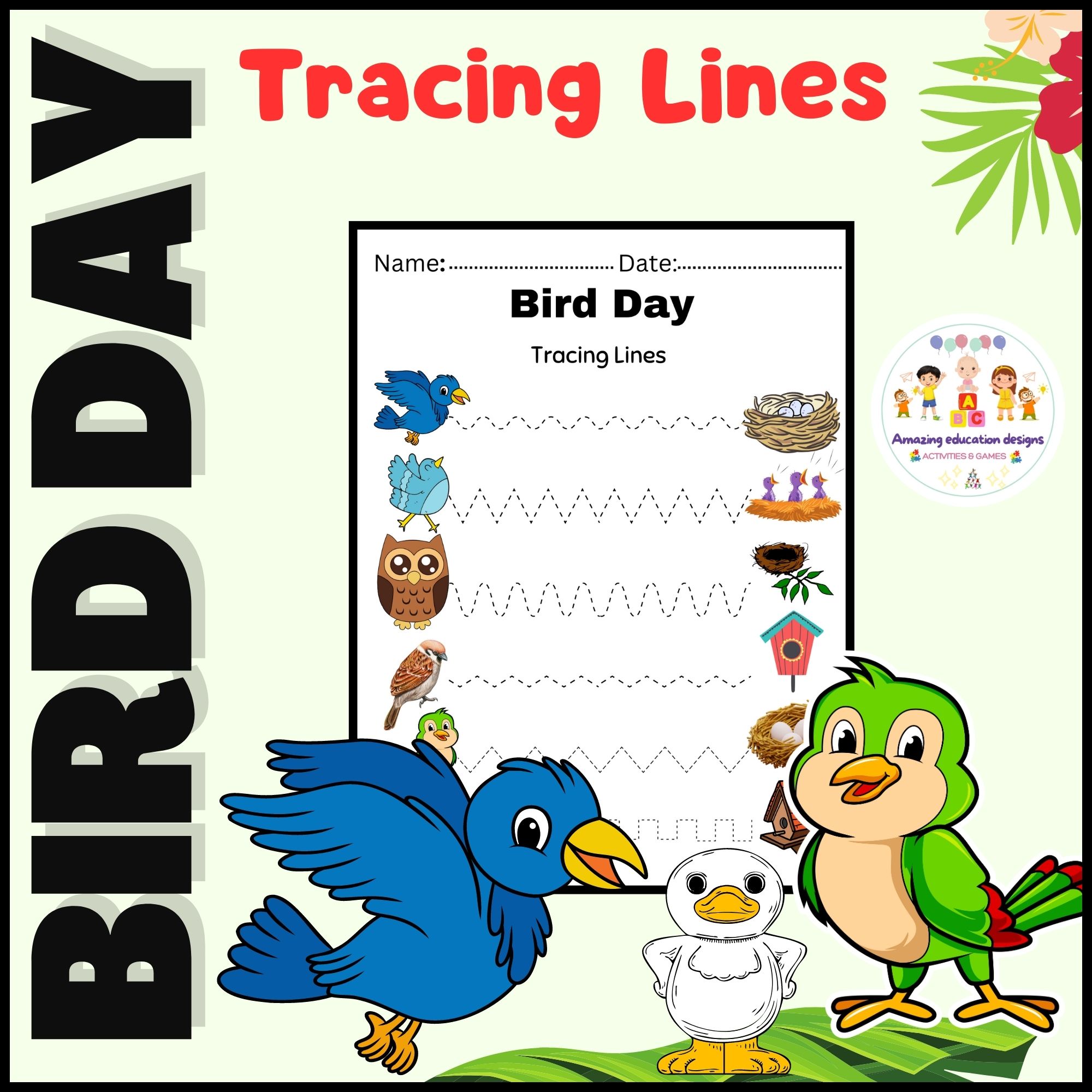 Bird Day Tracing Lines | Made By Teachers