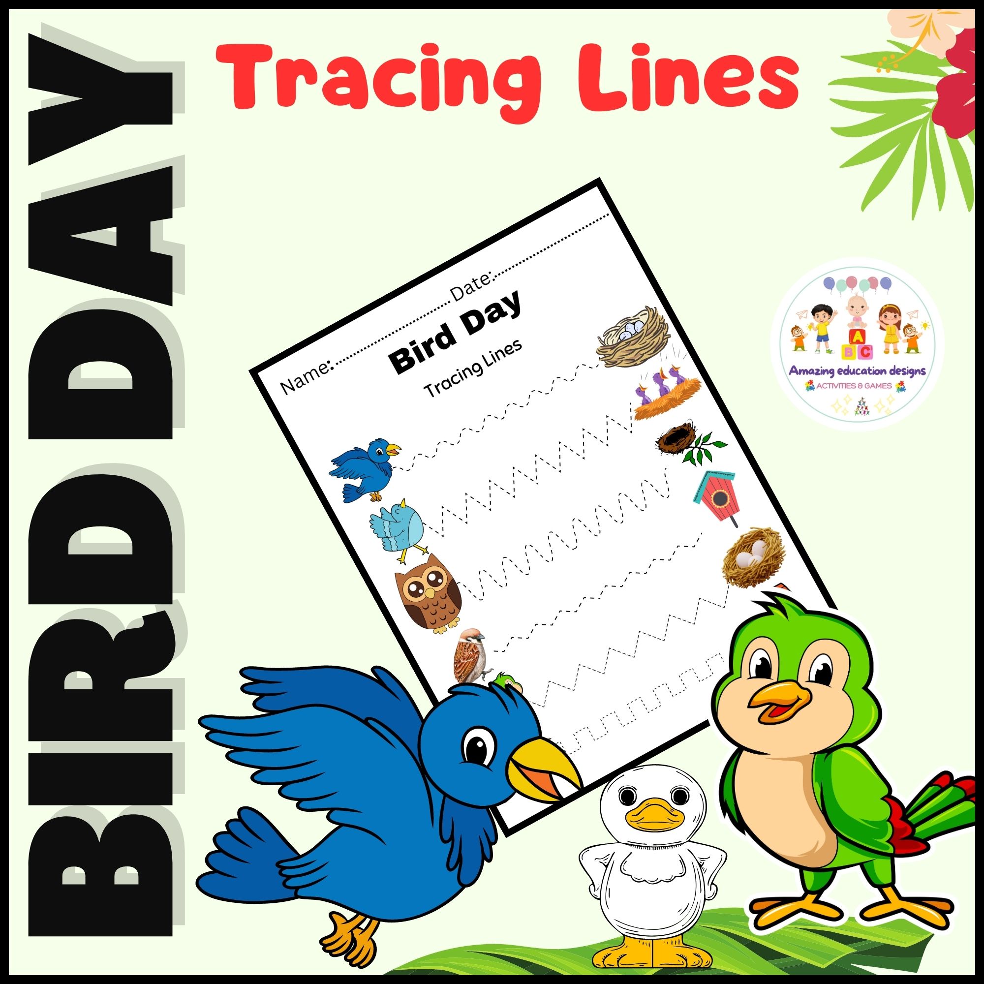 Bird Day Tracing Lines | Made By Teachers