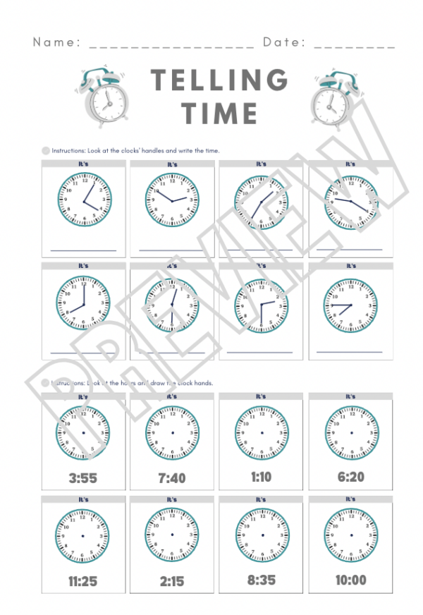 Telling Time to the 5 Minutes Memory Game with Assessment | Made By ...