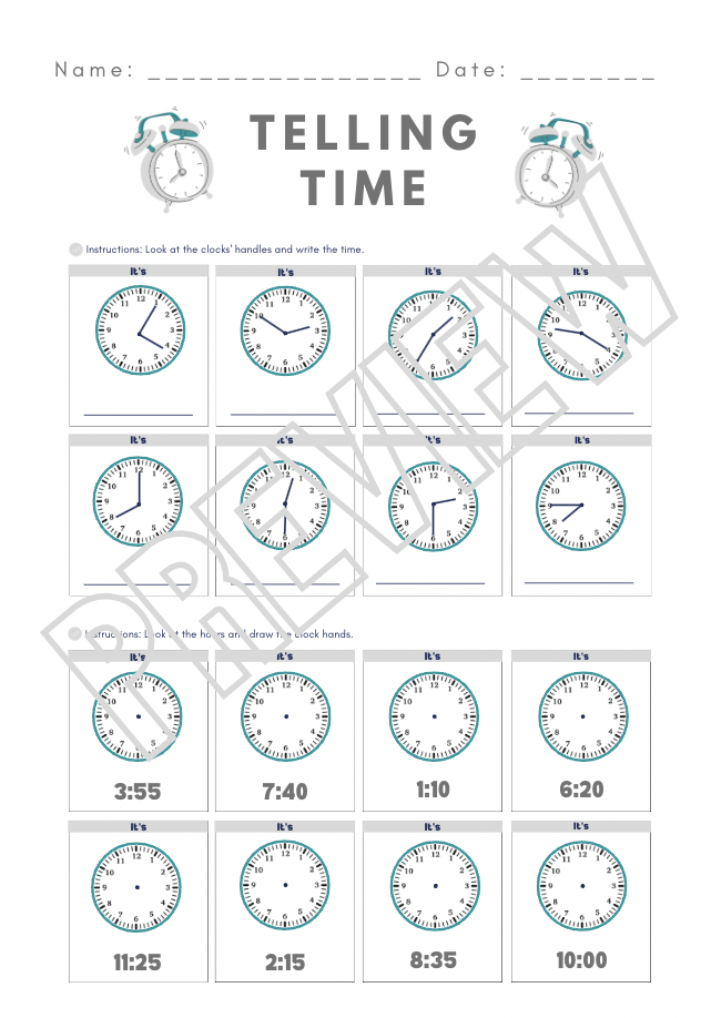 Telling Time to the 5 Minutes Memory Game with Assessment | Made By ...