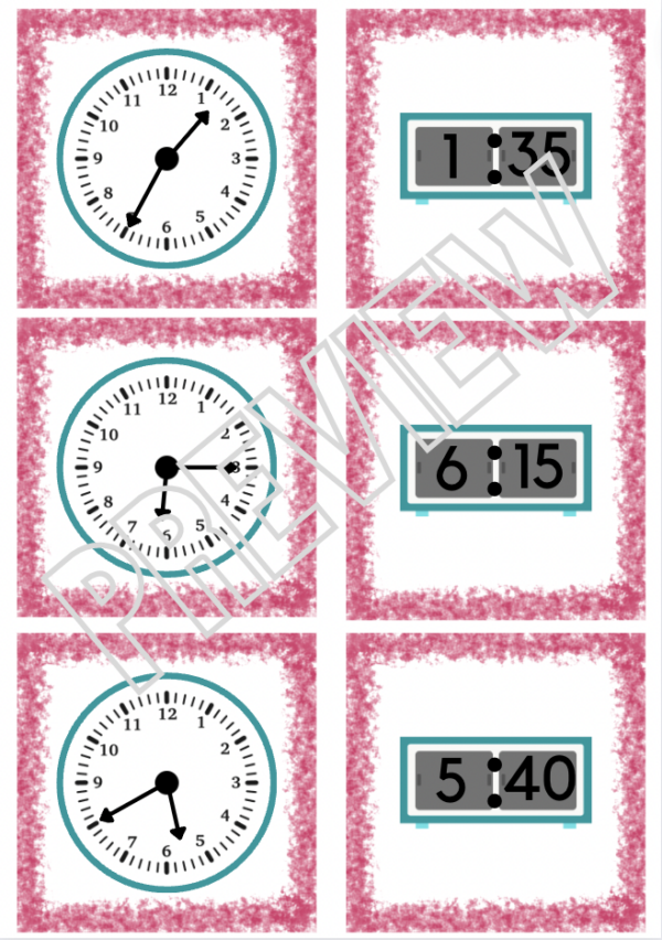 Telling Time to the 5 Minutes Memory Game with Assessment | Made By ...