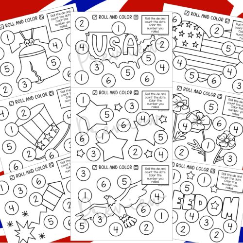 Patriotic Roll and Color | Number Recognition, Counting and Addition ...