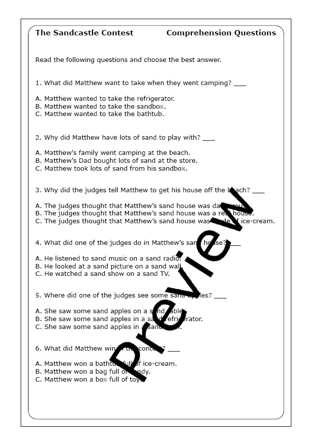 Robert Munsch "The Sandcastle Contest" worksheets | Made By Teachers