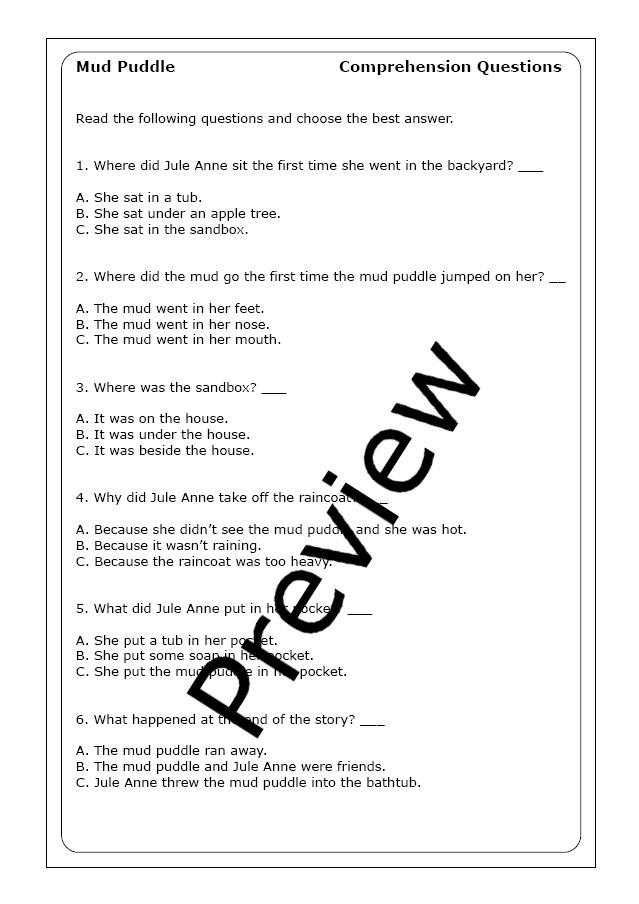 Robert Munsch "Mud Puddle" worksheets | Made By Teachers