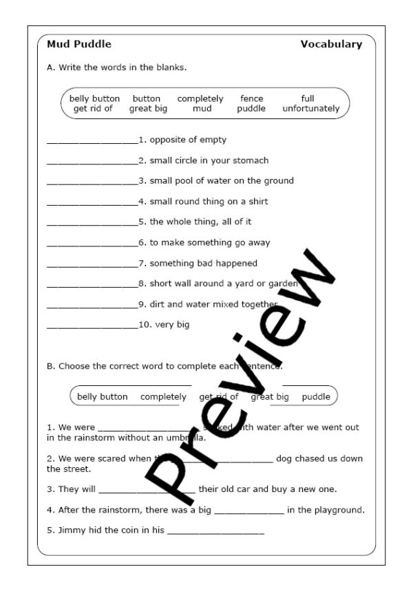 Robert Munsch "Mud Puddle" worksheets | Made By Teachers