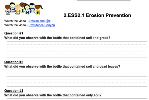 2nd Grade Erosion Prevention 2.ESS2.1 Activities | Made By Teachers