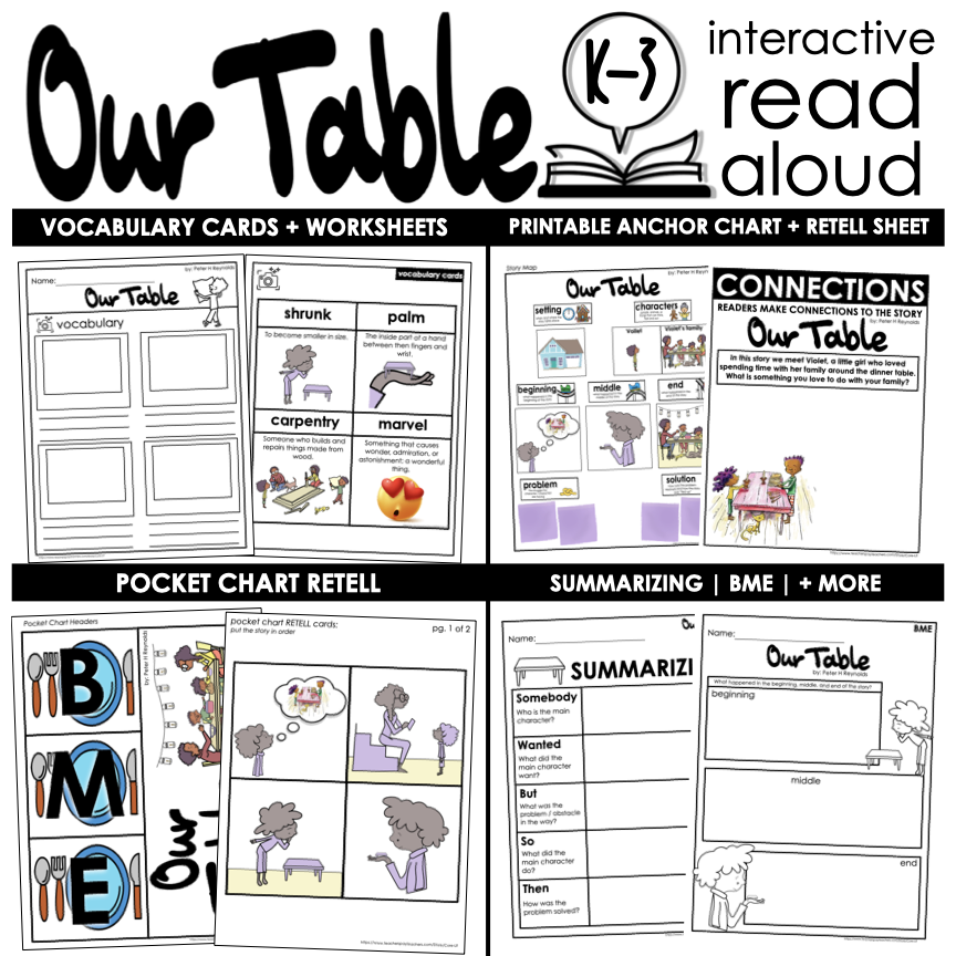 Our Table by Peter H. Reynolds Interactive Read Aloud | Sequencing ...