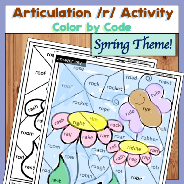 NO-PREP Prevocalic and Vocalic R Color By Code Spring Articulation ...