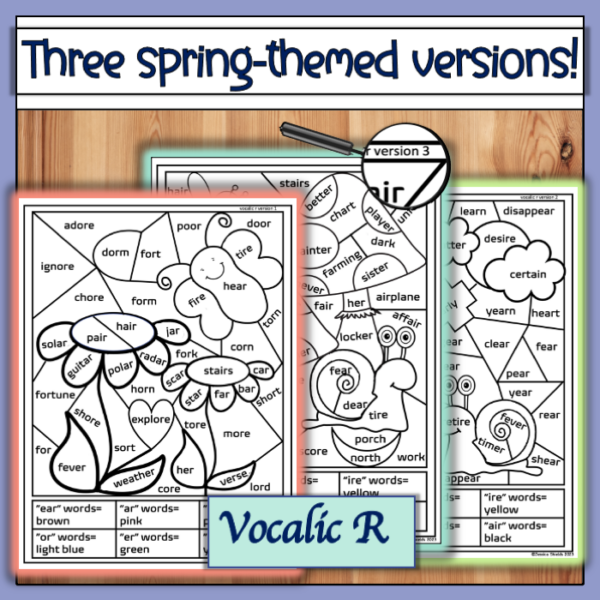 NO-PREP Prevocalic and Vocalic R Color By Code Spring Articulation ...