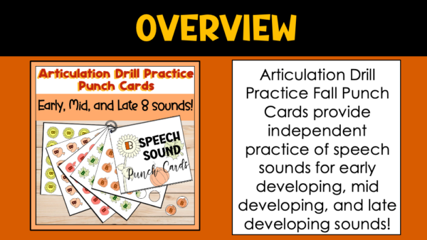 Articulation Drill Cards: Fall Theme Cards for Early, Middle, Late 8 ...