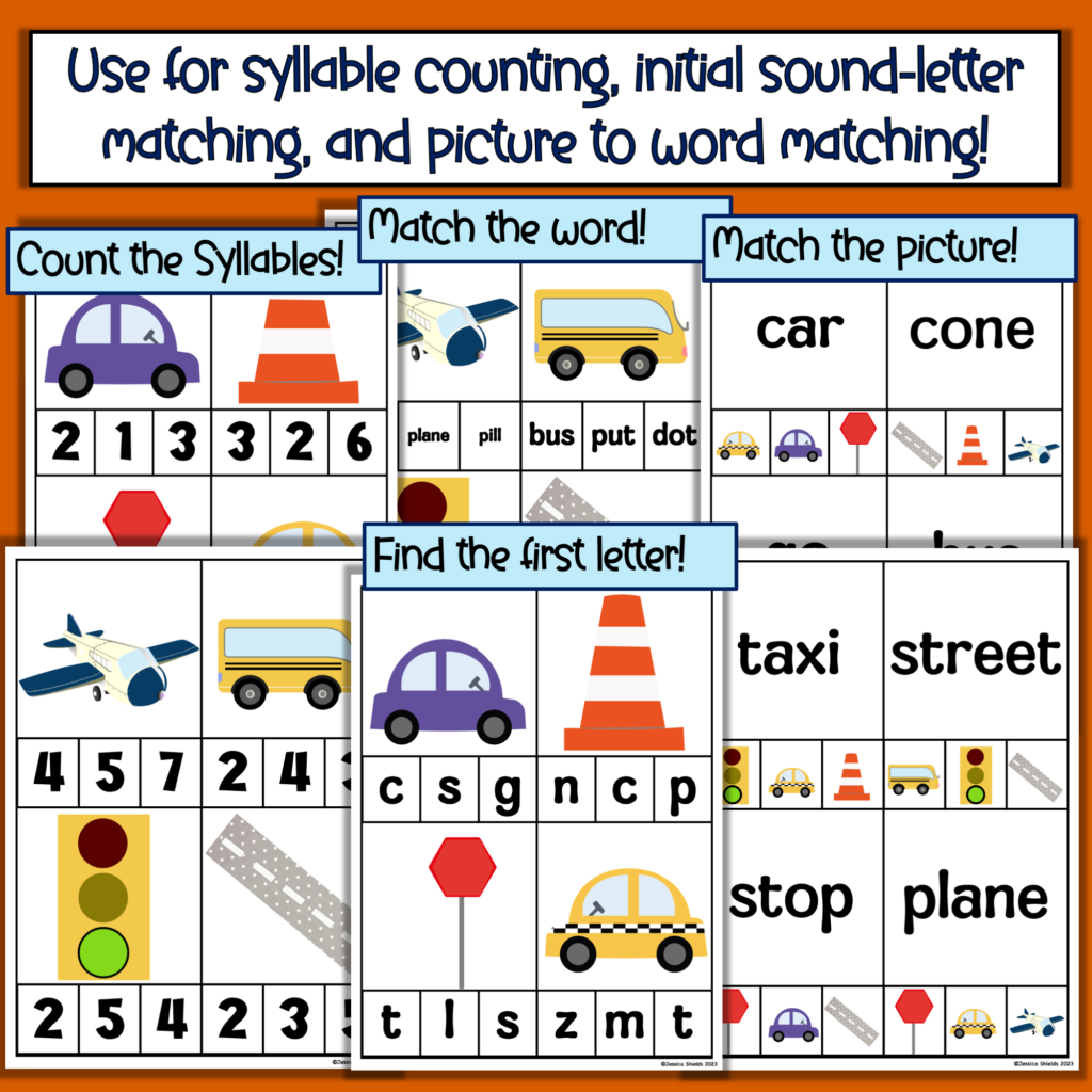 Phonemic Awareness: Syllable, Letter, and Word Recognition Clip Task ...