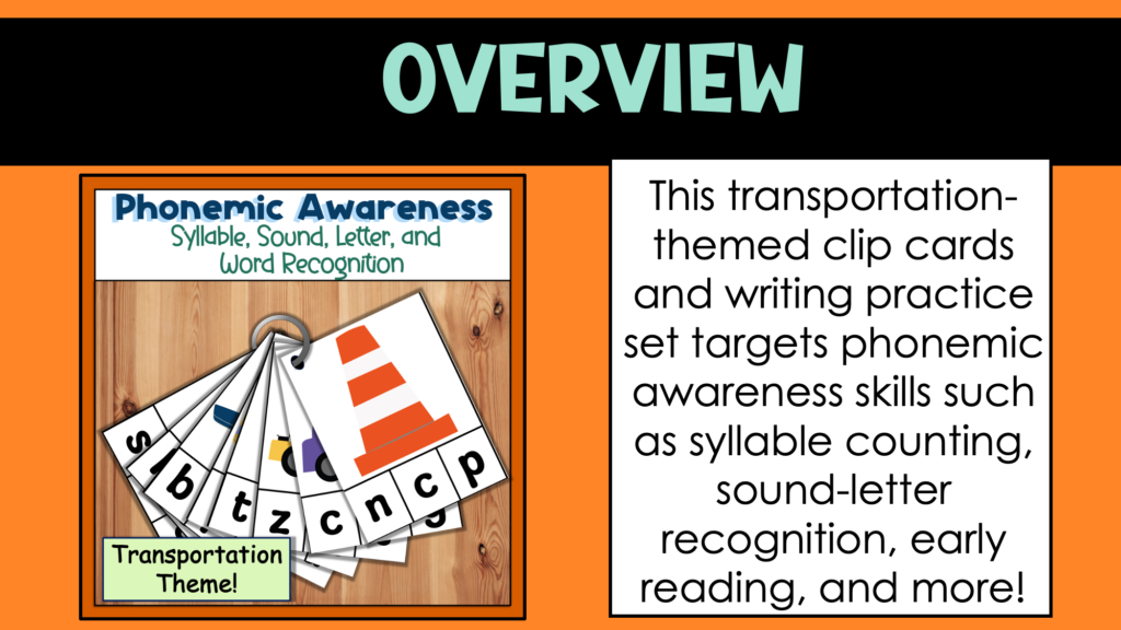 Phonemic Awareness: Syllable, Letter, and Word Recognition Clip Task ...