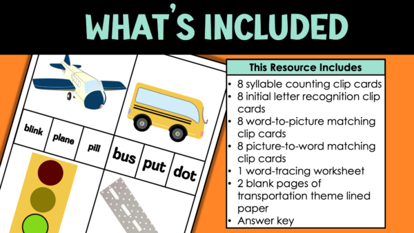 Phonemic Awareness: Syllable, Letter, and Word Recognition Clip Task ...
