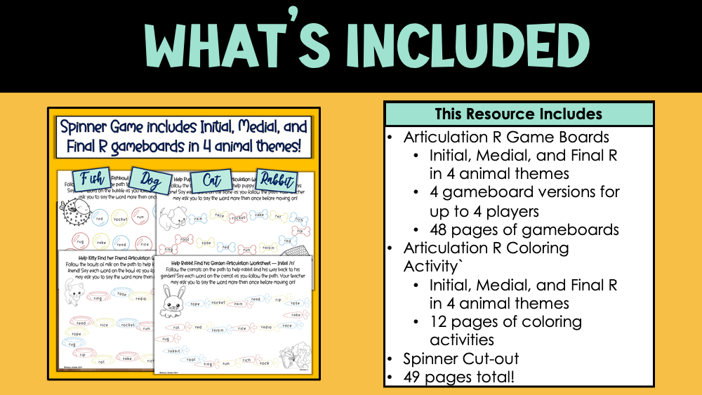 R Articulation Activities Spinner Game and Carryover - R Sound ...