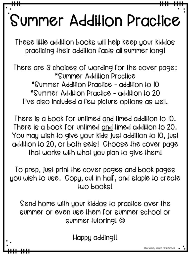 Summer Addition Practice | Made By Teachers