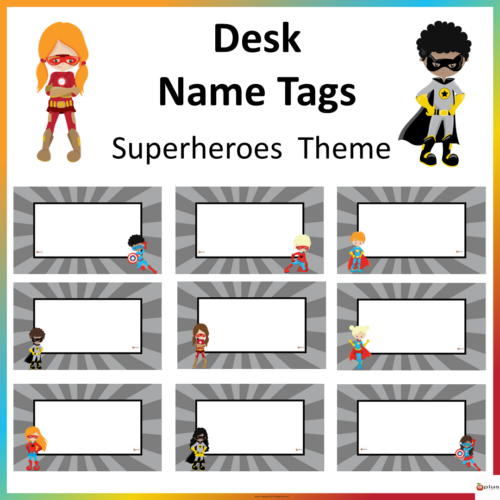 Superhero Theme Desk Name Tags Editable - Made By Teachers