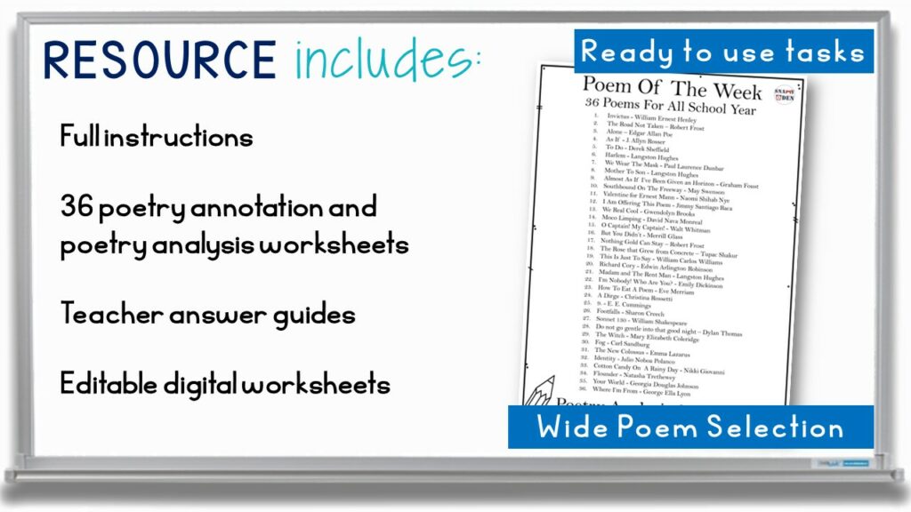 Poem of the Week: One Year of Poetry Analysis Worksheets with Answers ...