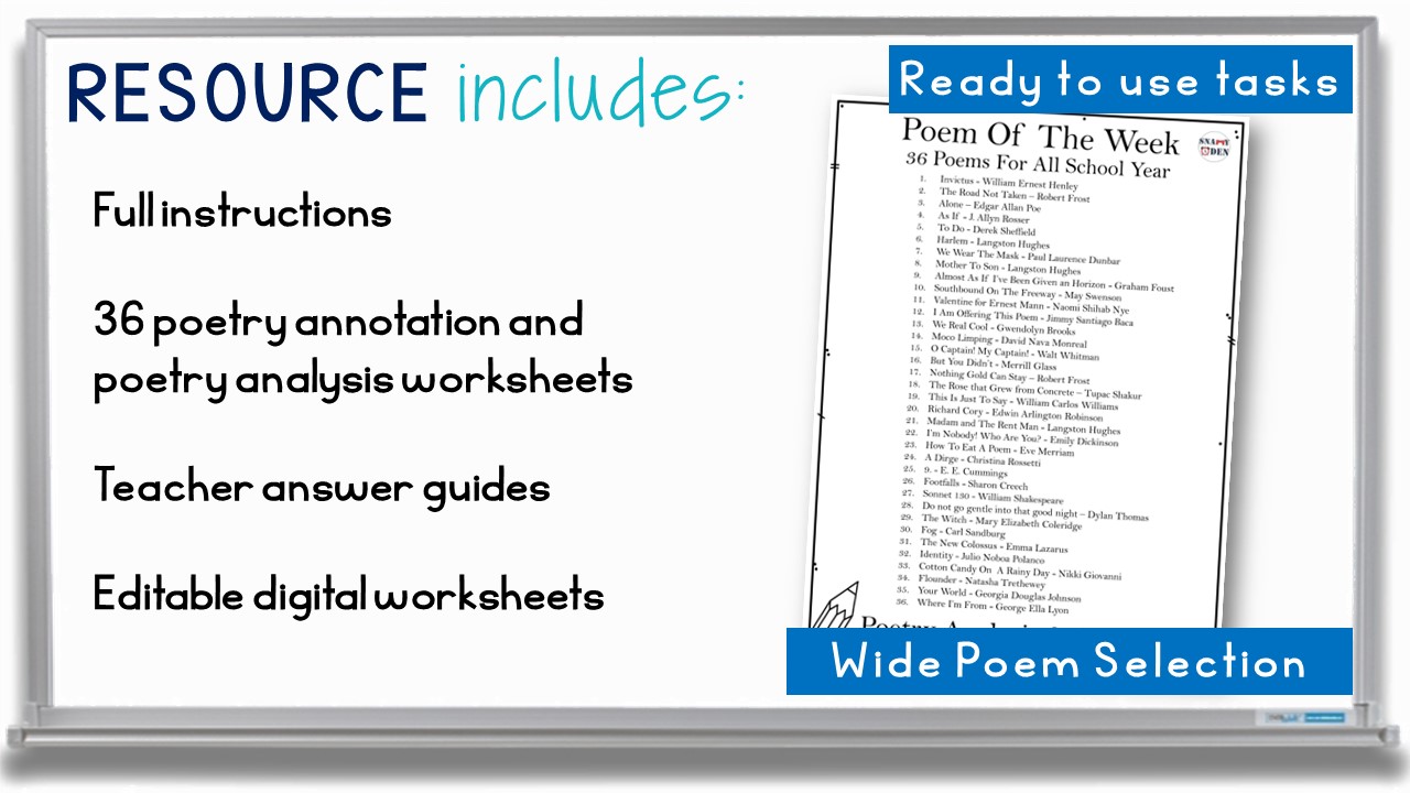 Poem of the Week: One Year of Poetry Analysis Worksheets with Answers ...