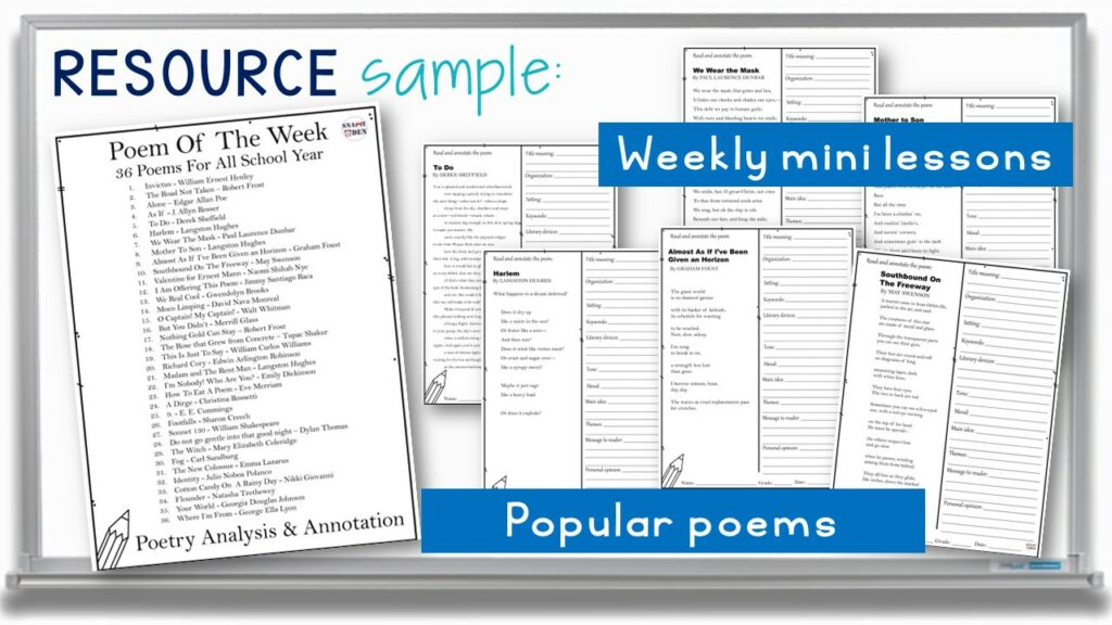 Poem of the Week: One Year of Poetry Analysis Worksheets with Answers ...