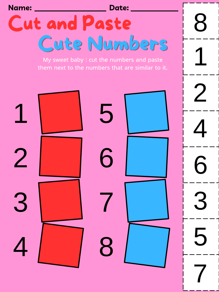 ♥♥Cut And Paste Cute Numbers♥♥ | Made By Teachers