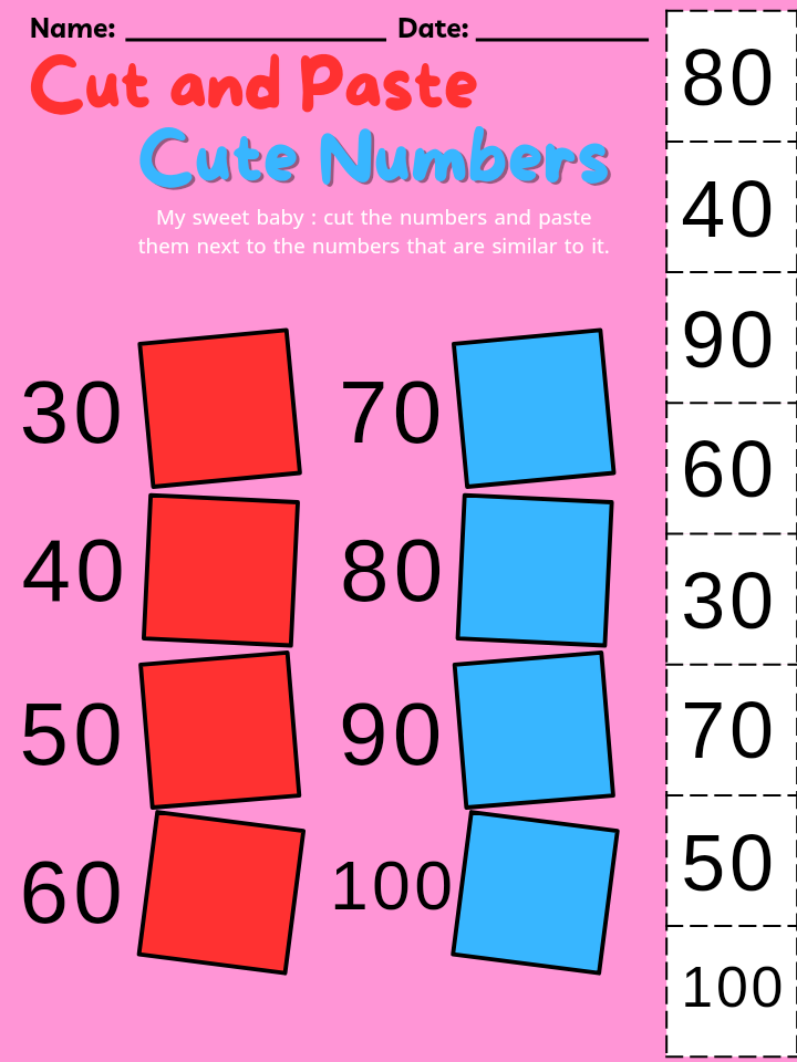 ♥♥Cut And Paste Cute Numbers♥♥ | Made By Teachers