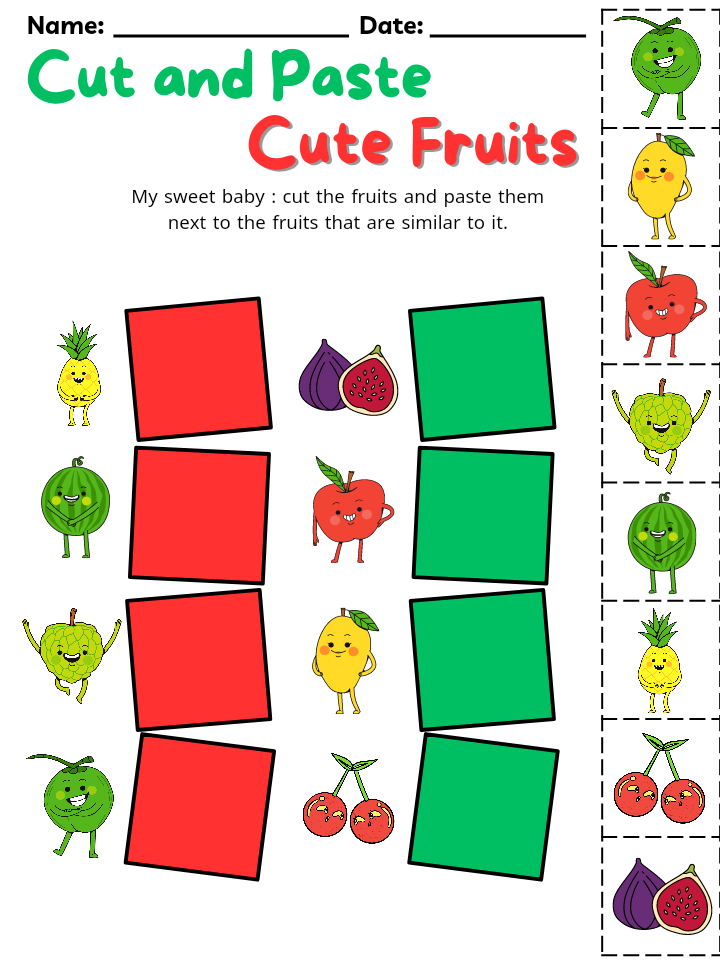 ♥♥Cut And Paste Cute Vegetables & Fruits♥♥ | Made By Teachers