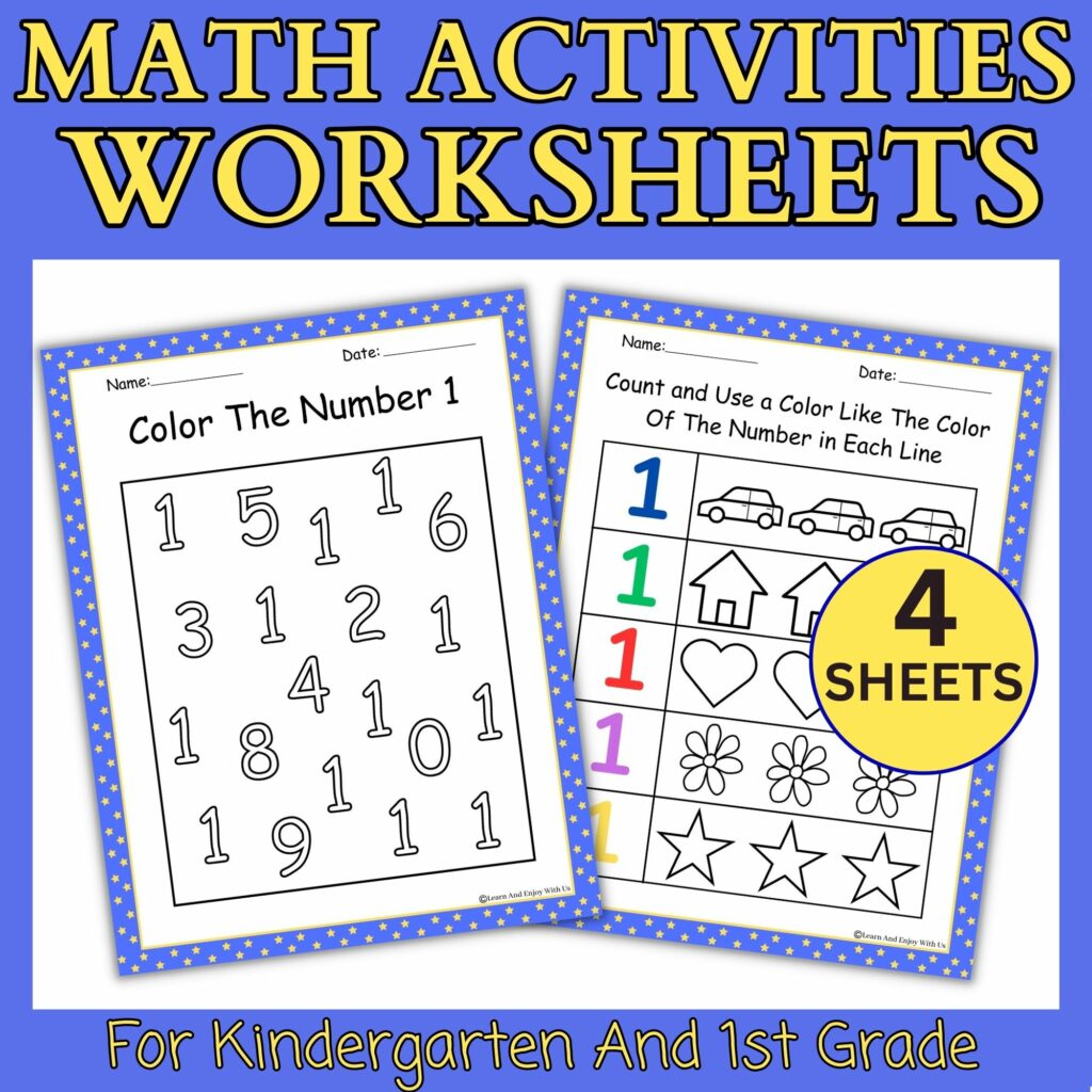 Multiple Math Activities About Number One For Kindergarten And 1st ...