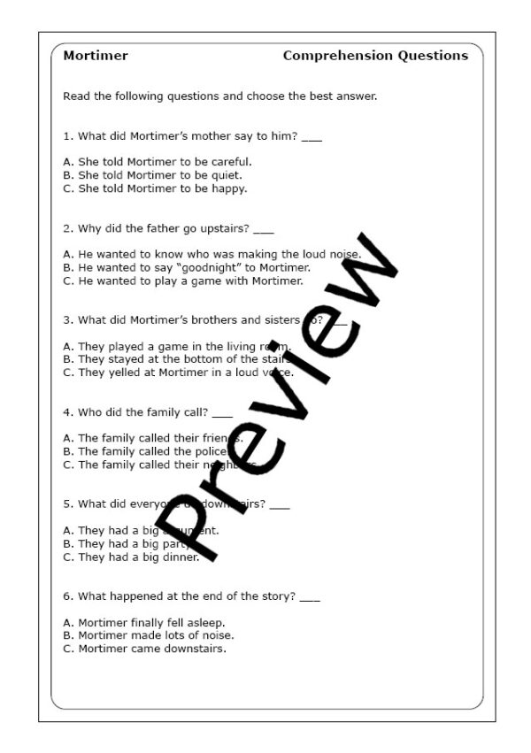 Robert Munsch "Mortimer" worksheets | Made By Teachers