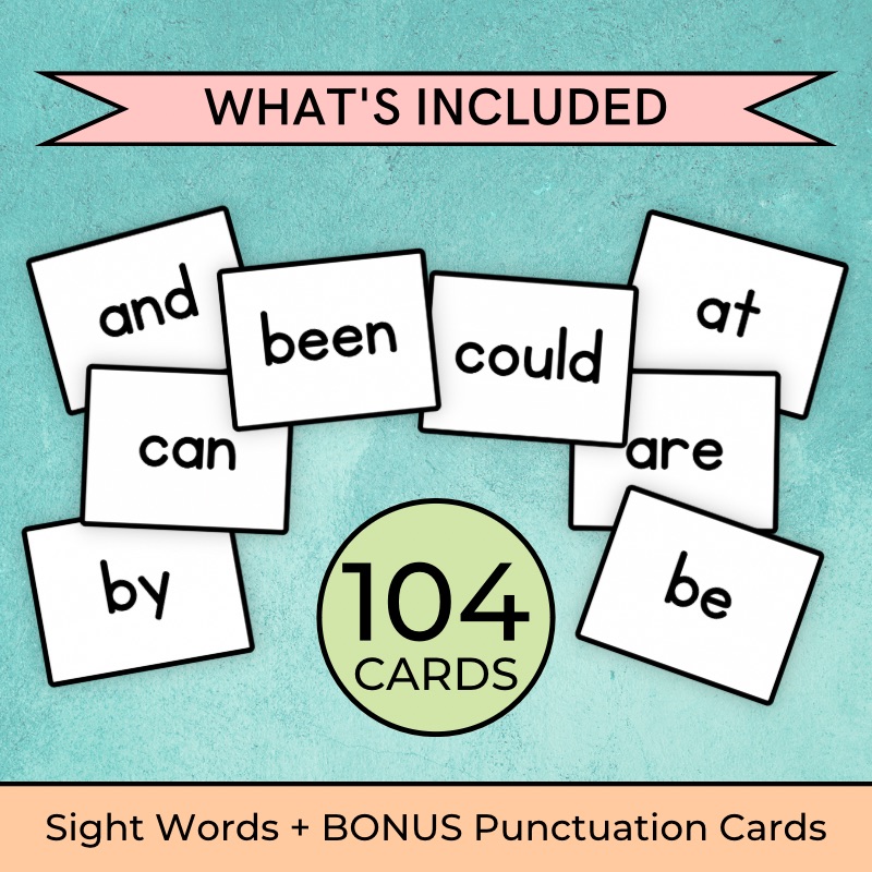 Sight Word Flash Cards, First 100 Sight Words + Punctuation | Made By ...